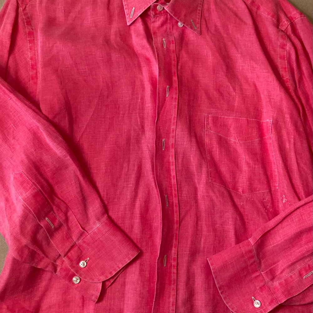 Neiman Marcus Italian Fine 100% Linen Fabric, Button … - Gem